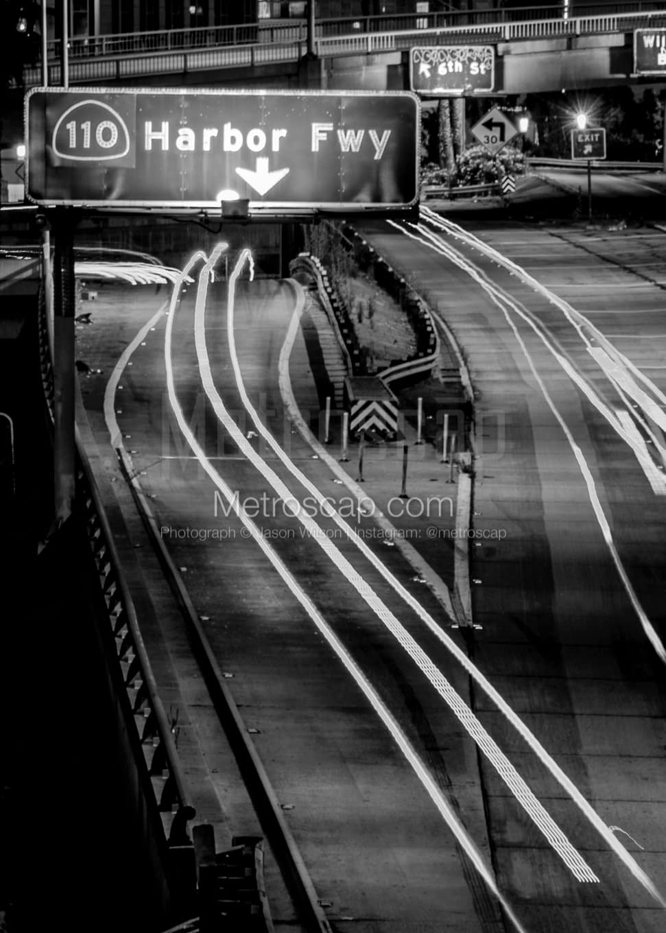 The Harbor Freeway Exit Ramp Sign black and white Pictures